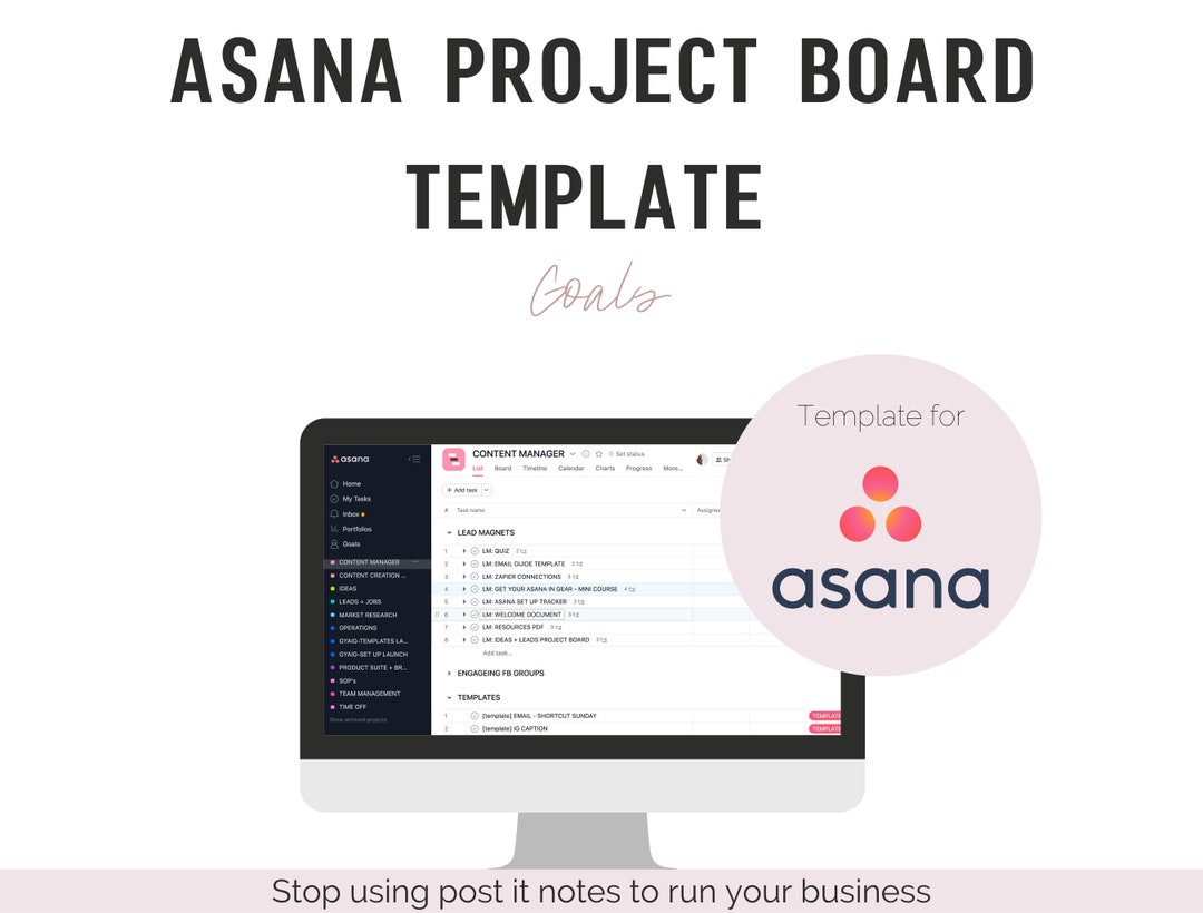 Goals Asana Project Board Template for Asana Project - Etsy