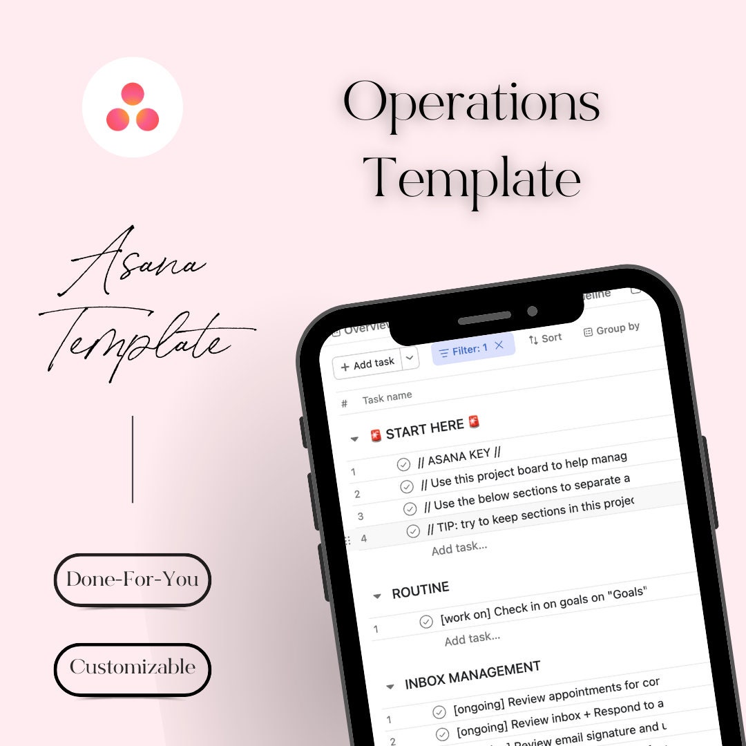 Asana Project Board Template: Operations Management - Etsy