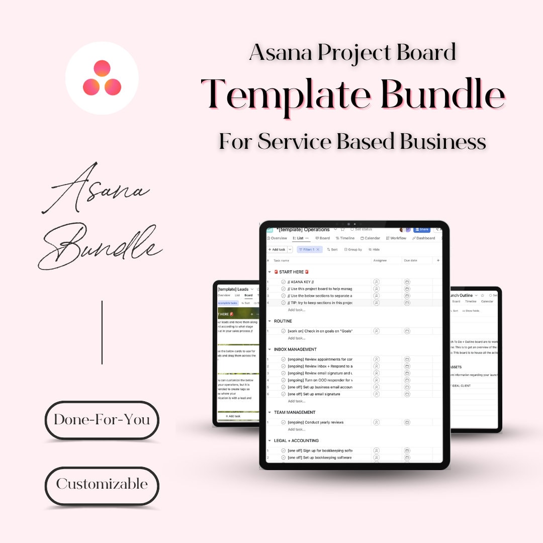 Asana Templates for Service-based Business: MEGA BUNDLE - Made for ...