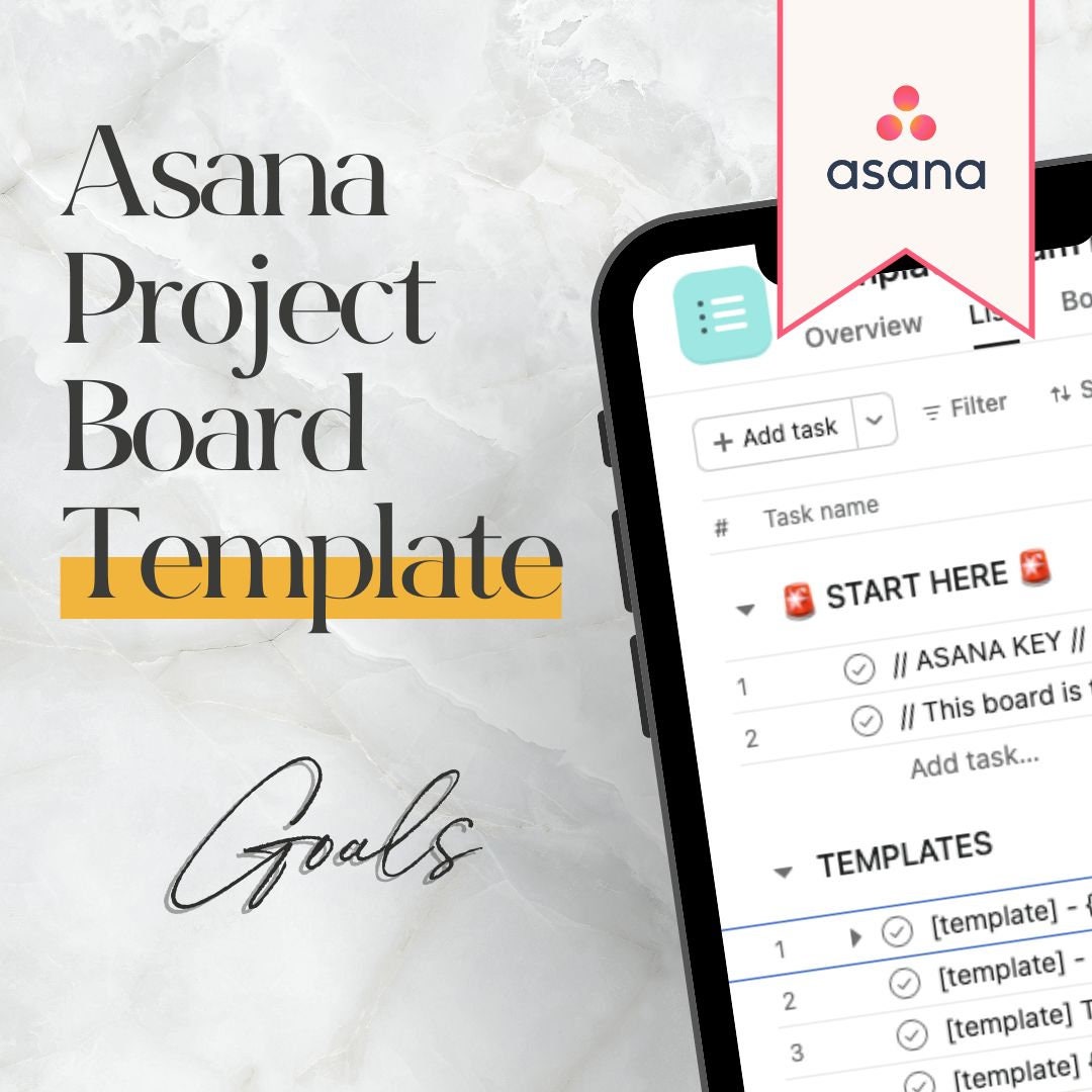 Goals Asana Project Board Template for Asana Project - Etsy