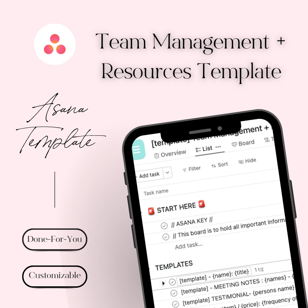 Team Management Resources Asana Project Board Template for Asana ...