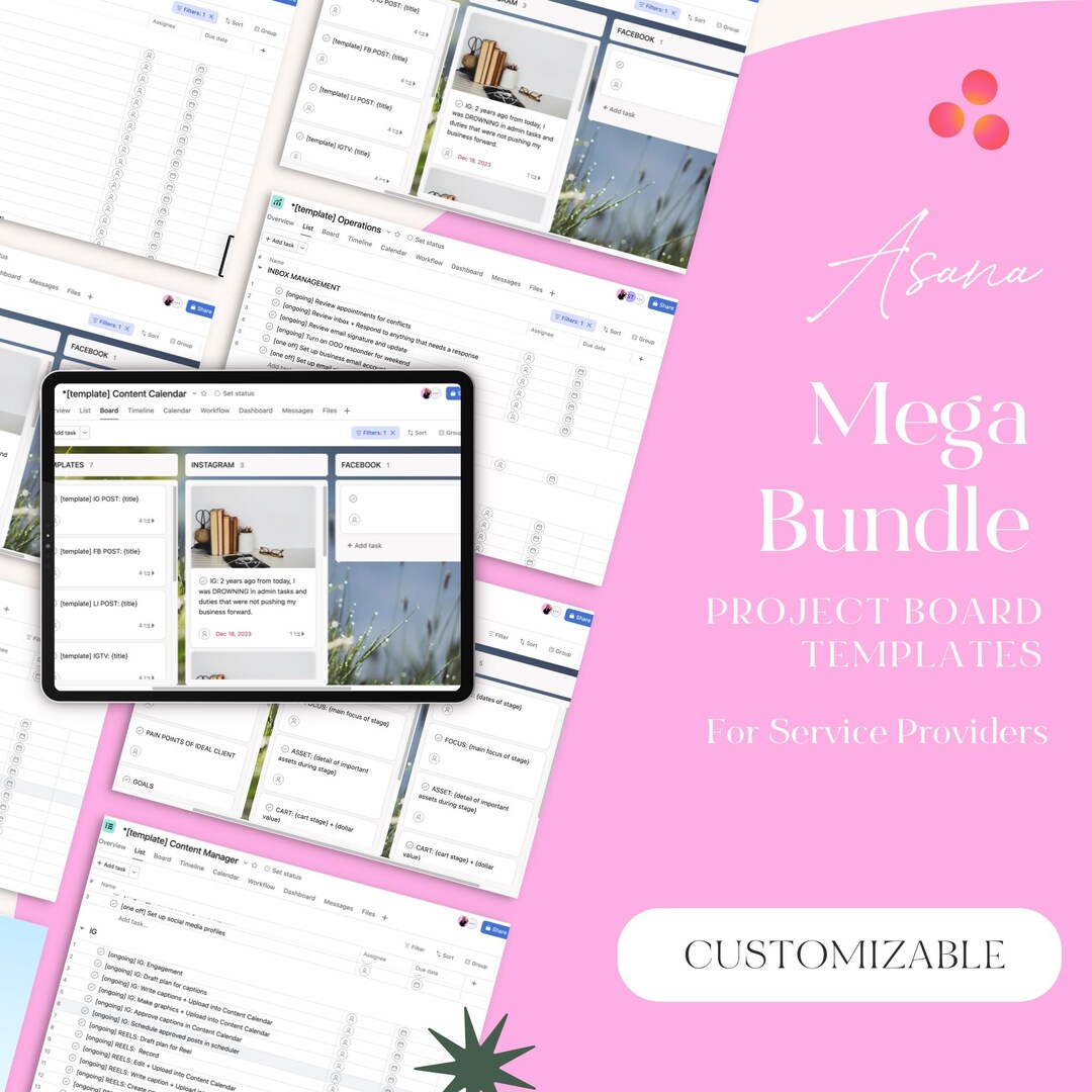 Asana Templates Mega Bundle for Service Based Business | Asana Project ...