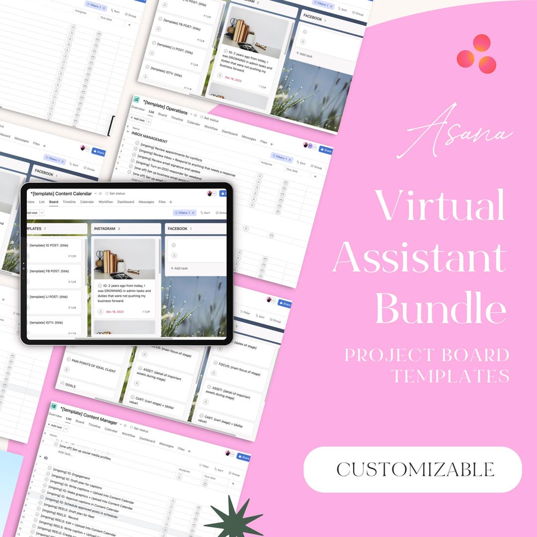 Virtual Assistant Asana Templates Bundle | Task Management System ...