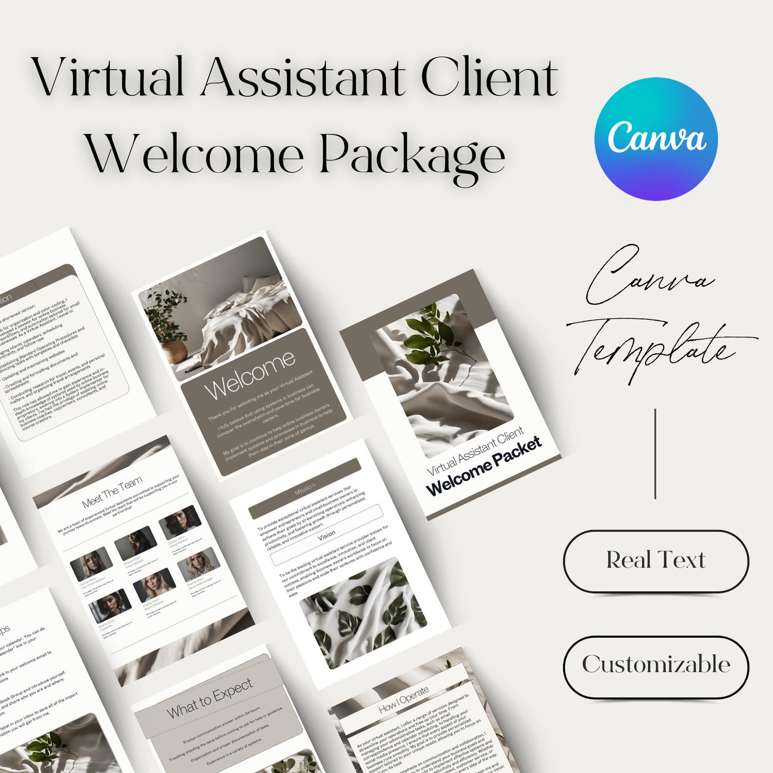 Virtual Assistant Client Welcome Pack Template - Customizable Canva ...