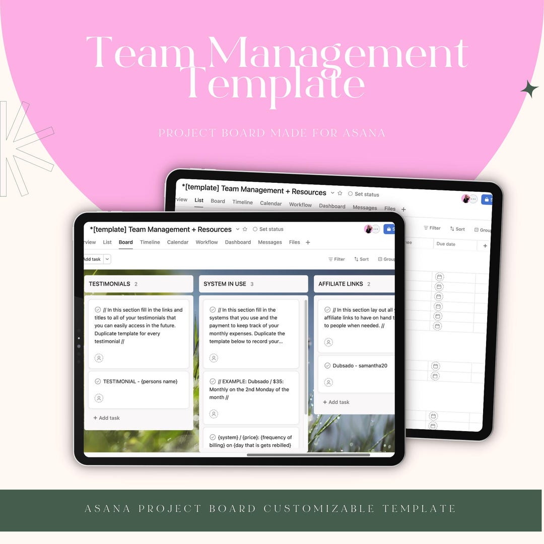 Team Management Asana Template | Business Resources Hub | Asana Board ...
