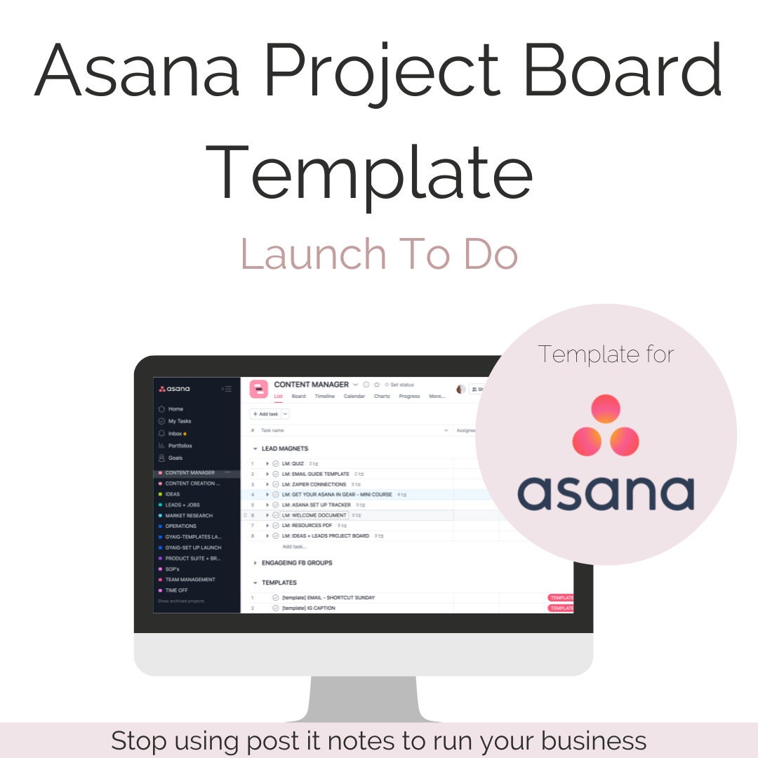 Launch to Do Asana Project Board Template for Asana Project - Etsy