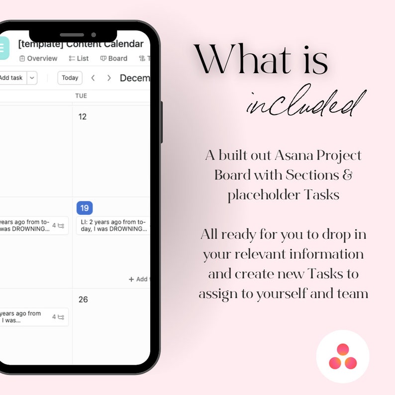 Content Calendar Asana Project Board Template for Asana Project ...