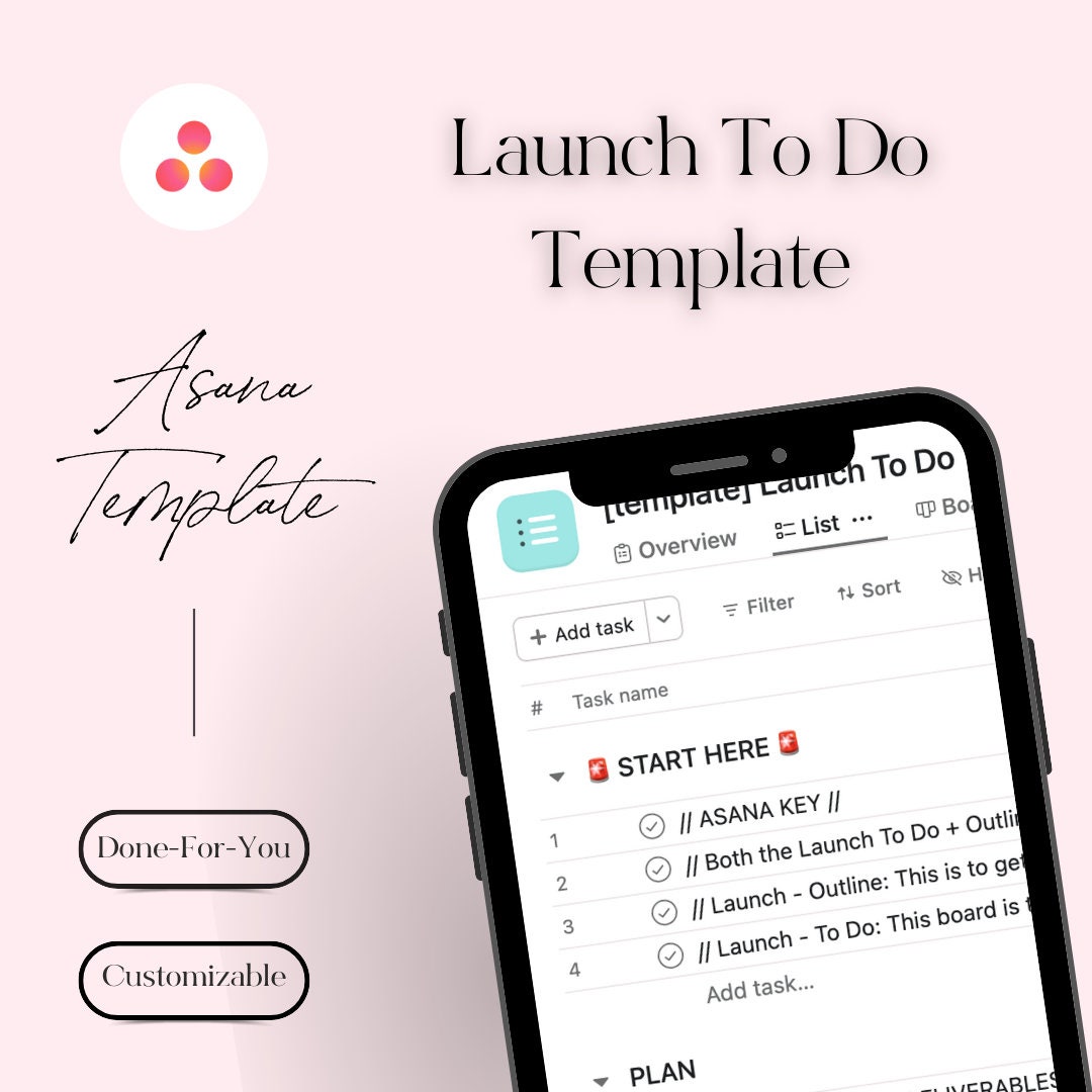 Launch to Do Asana Project Board Template - Etsy