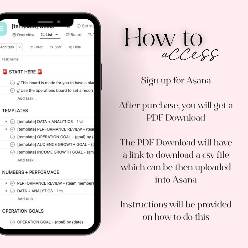 Asana Goals Project Board Template: Business Management (digital ...