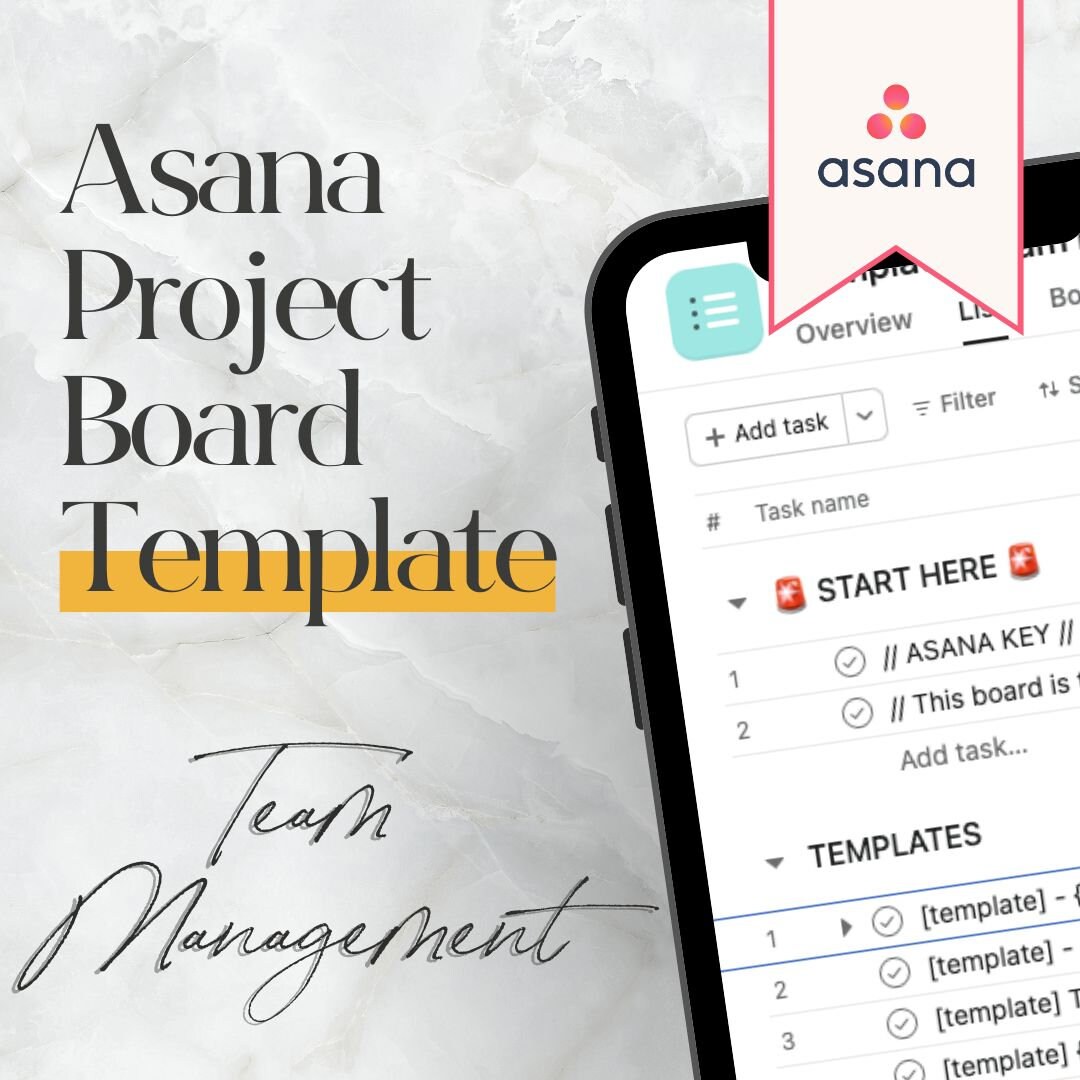 Team Management Resources Asana Project Board Template for - Etsy