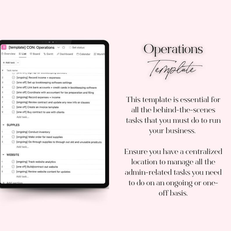 Asana Contractor Template Bundle: Construction Business Organizer ...