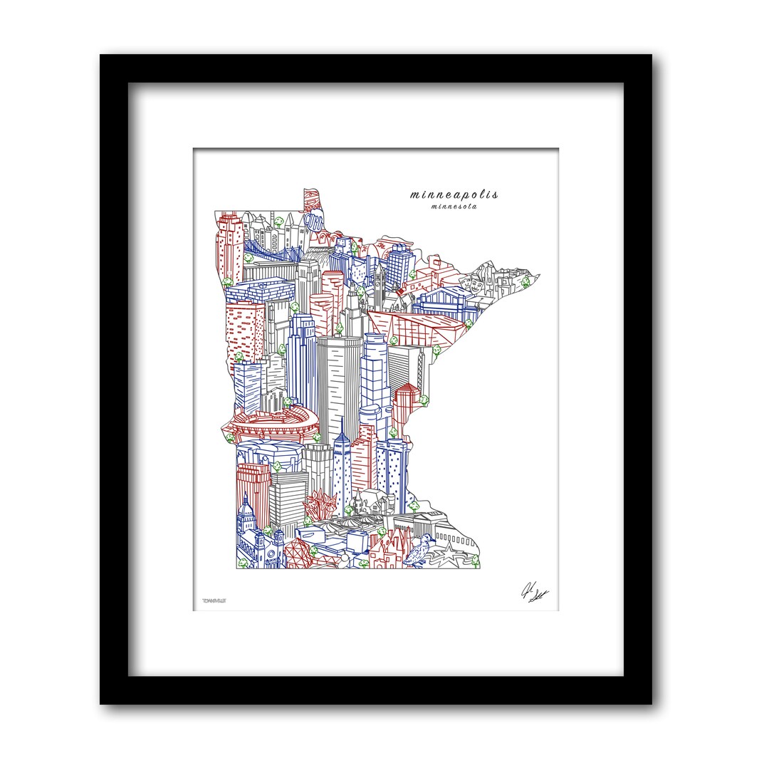 Minneapolis Minnesota Detailed Cityscape Wall Decor Minneapolis ...