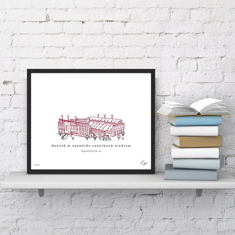 Razorback Stadium Illustration Stadium Gift Wall Art - Etsy