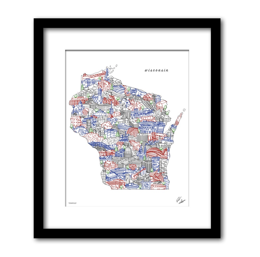 Wisconsin Detailed Skyline Wall Decor Wisconsin Office Decor - Etsy