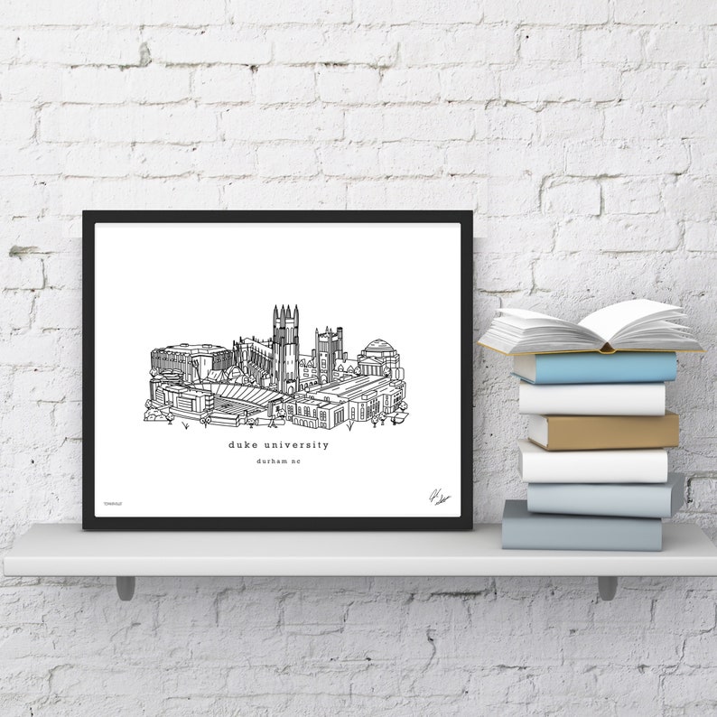 Duke University Campus Illustration Graduation Gift Wall Art - Etsy