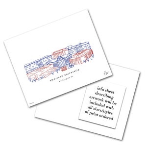 American University Campus Illustration Graduation Gift Wall Art - Etsy