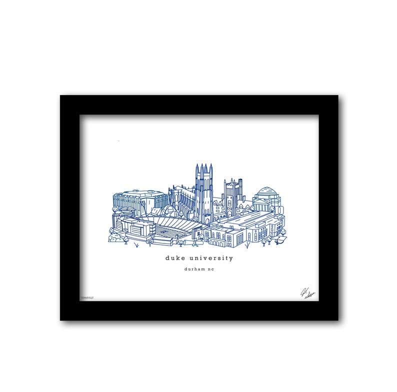 Duke University Campus Illustration Graduation Gift Wall Art - Etsy