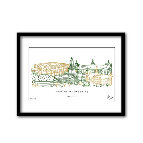 Baylor University Retro Wall Art Pat Neff Hall Campus Baylor - Etsy