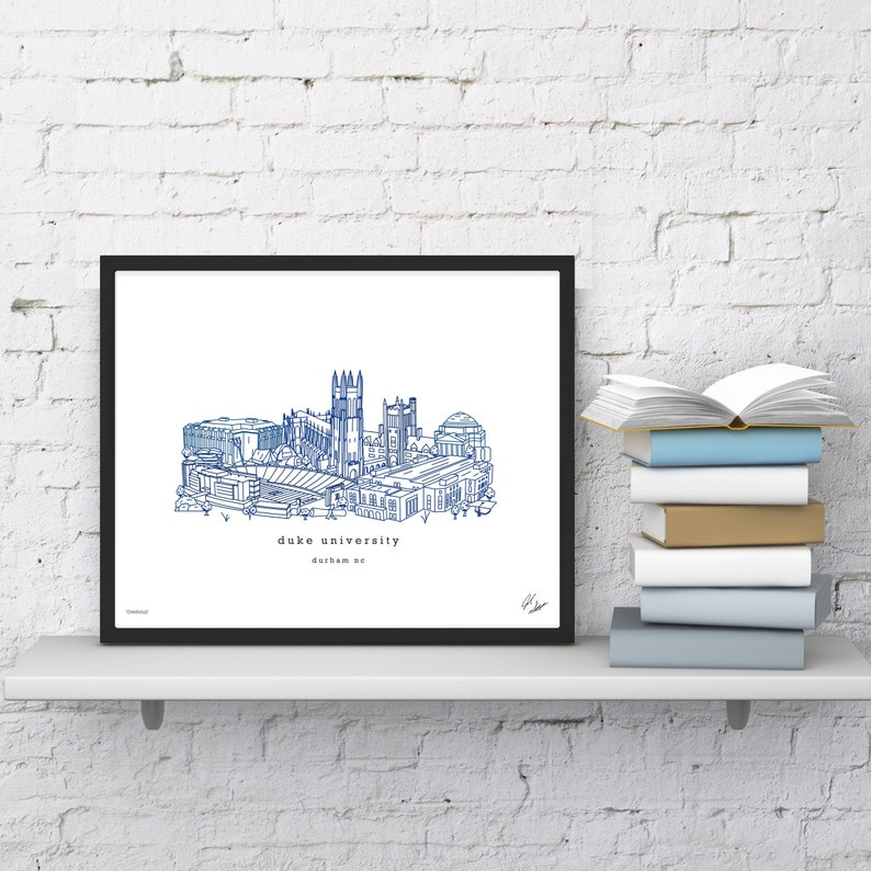 Duke University Campus Illustration Graduation Gift Wall Art - Etsy