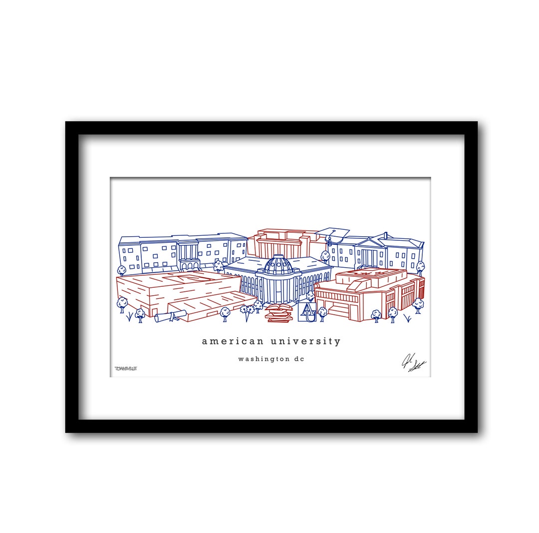 American University Campus Illustration Graduation Gift Wall Art - Etsy