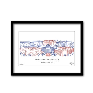 American University Campus Illustration Graduation Gift Wall Art - Etsy