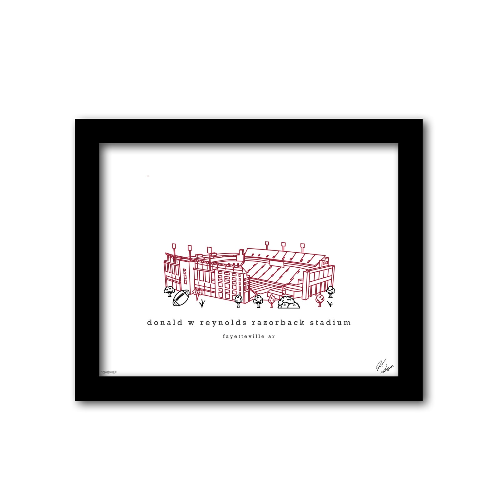Razorback Stadium Illustration Stadium Gift Wall Art - Etsy