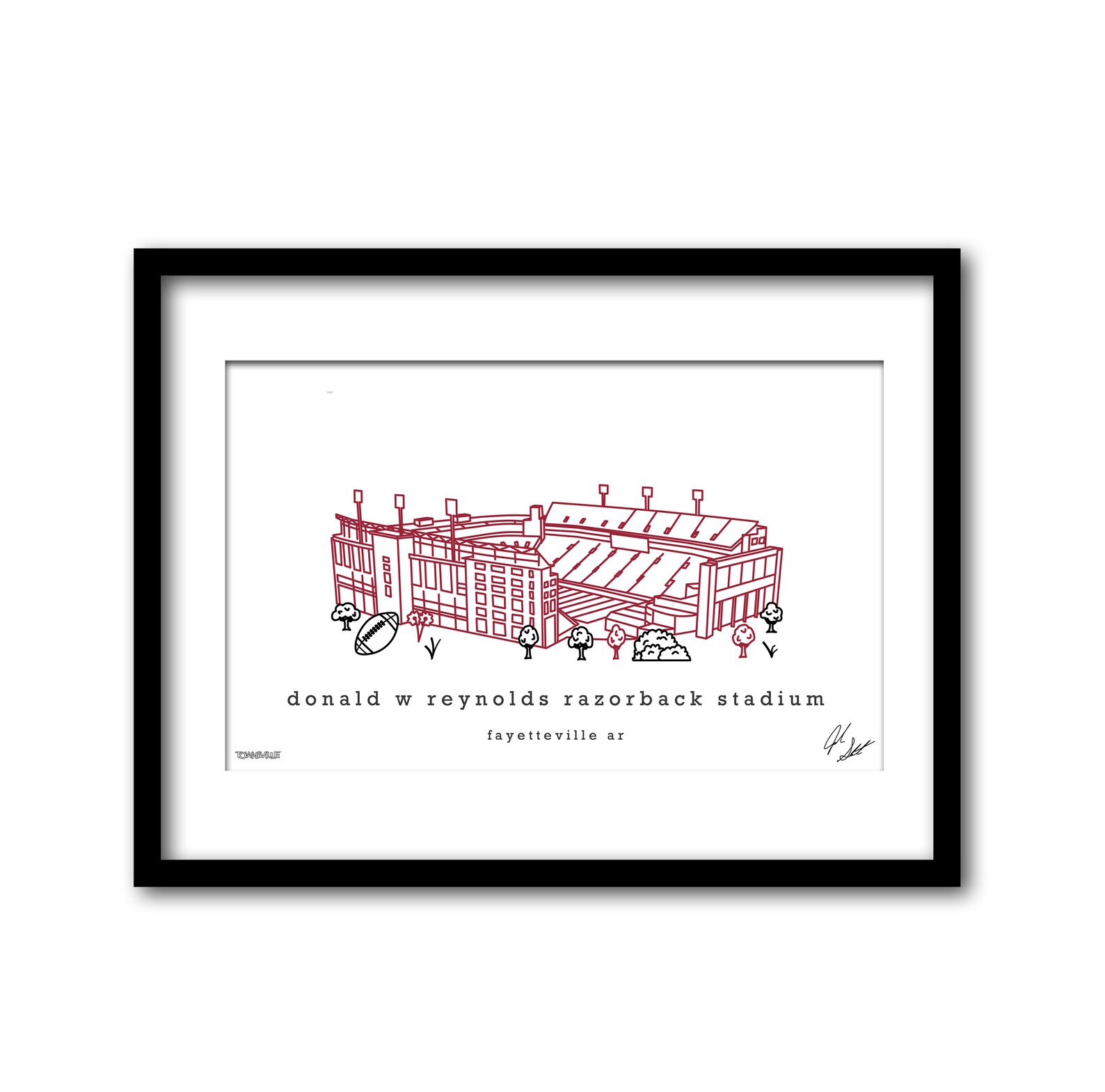Razorback Stadium Illustration Stadium Gift Wall Art - Etsy