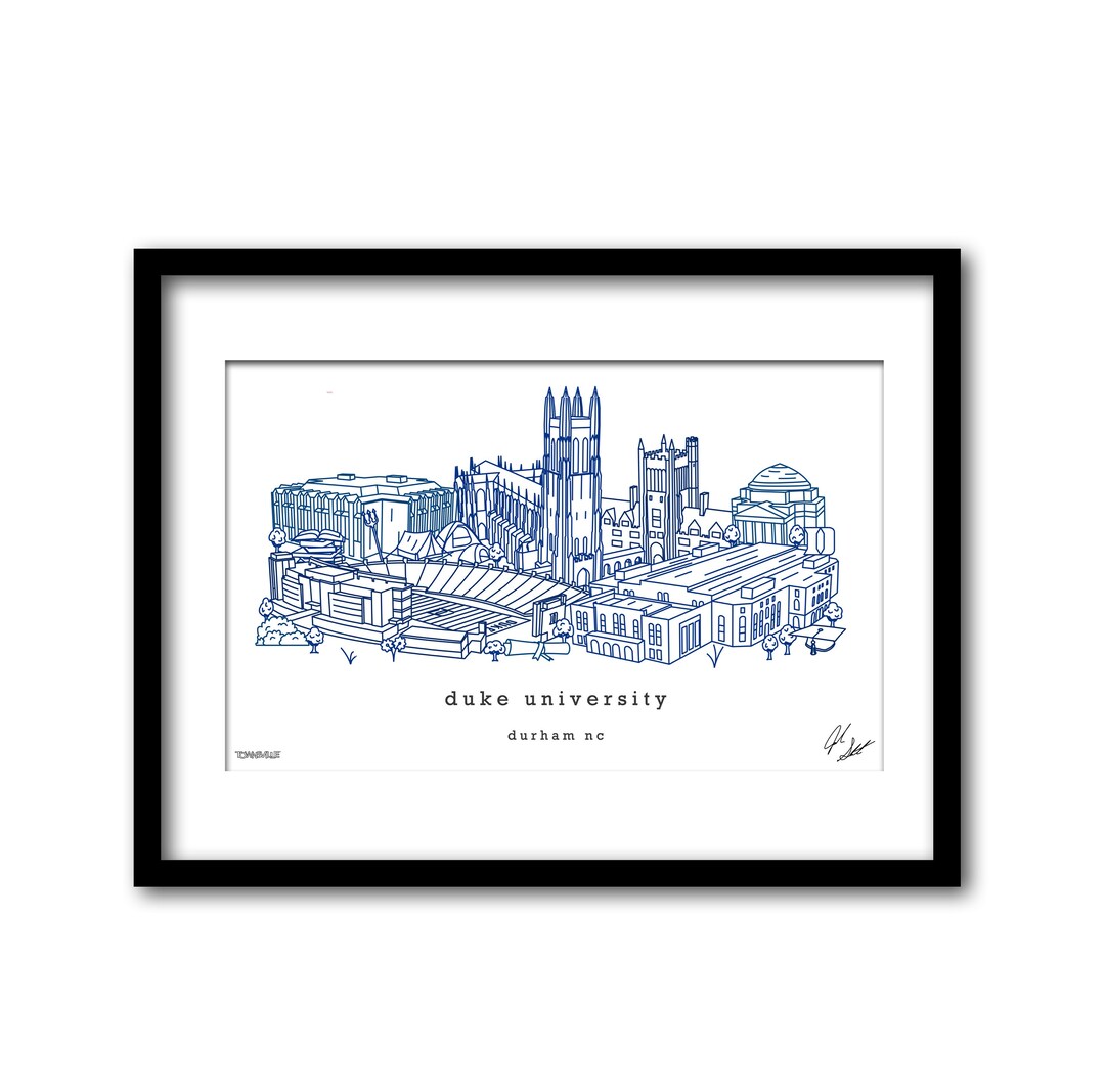 Duke University Campus Illustration Graduation Gift Wall Art - Etsy