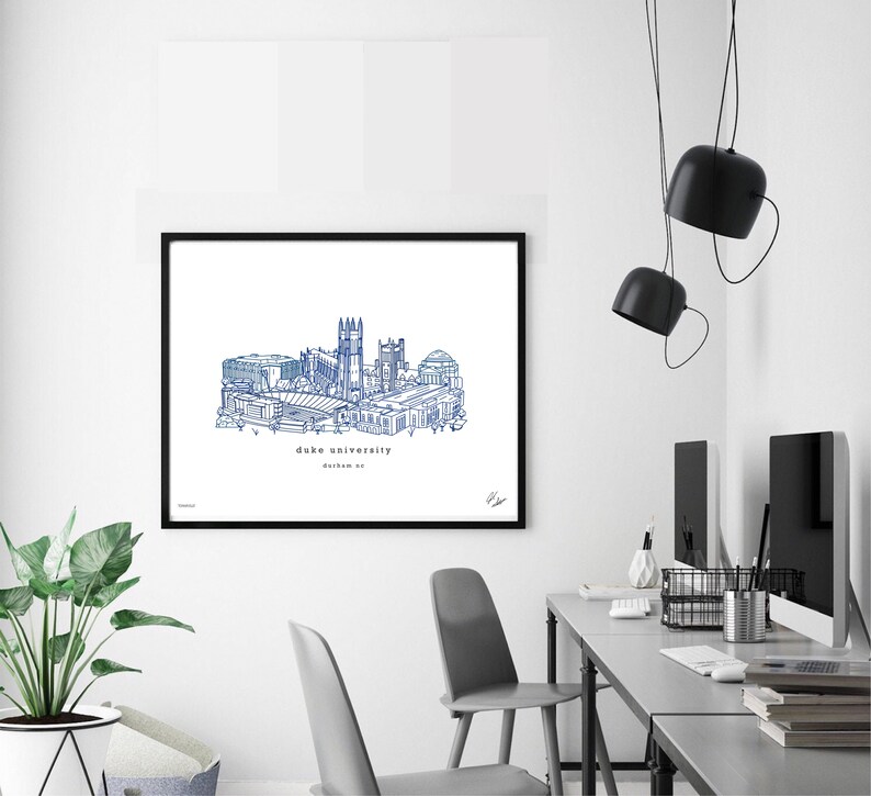 Duke University Campus Illustration Graduation Gift Wall Art - Etsy