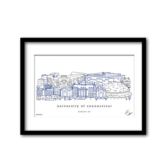 University of Connecticut Campus Illustration Graduation Gift - Etsy