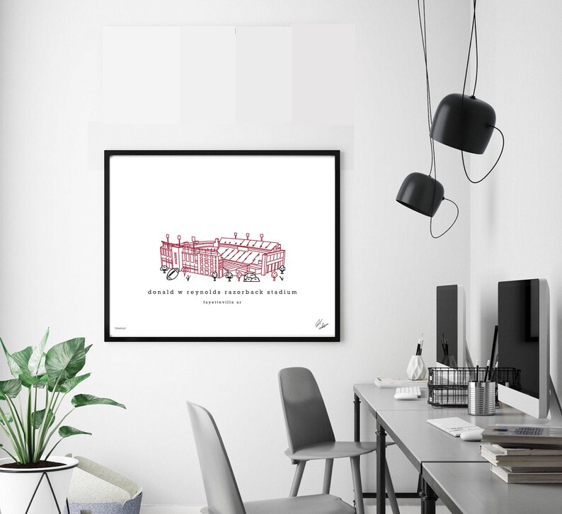 Razorback Stadium Illustration Stadium Gift Wall Art - Etsy