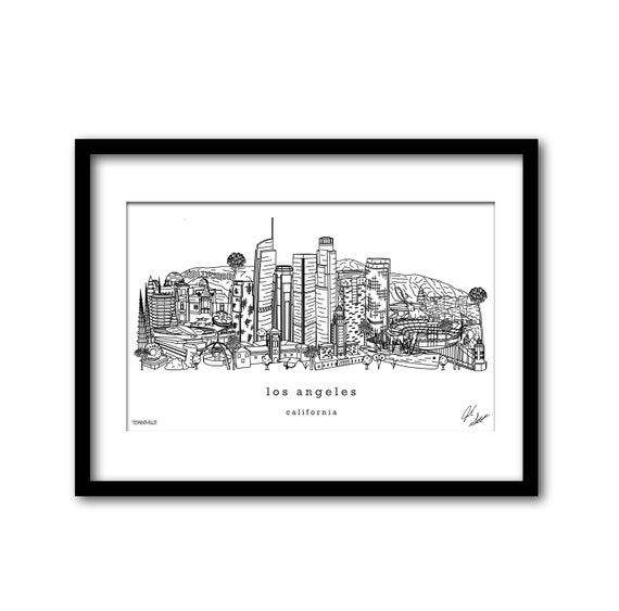 Los Angeles Minimalist Illustration Housewarming Gift Wall Art | Etsy