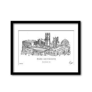 Duke University Campus Illustration Graduation Gift Wall Art - Etsy