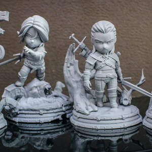 Chibi the Witcher Set - Tabletop Miniatures for Gaming or Painting, by ...