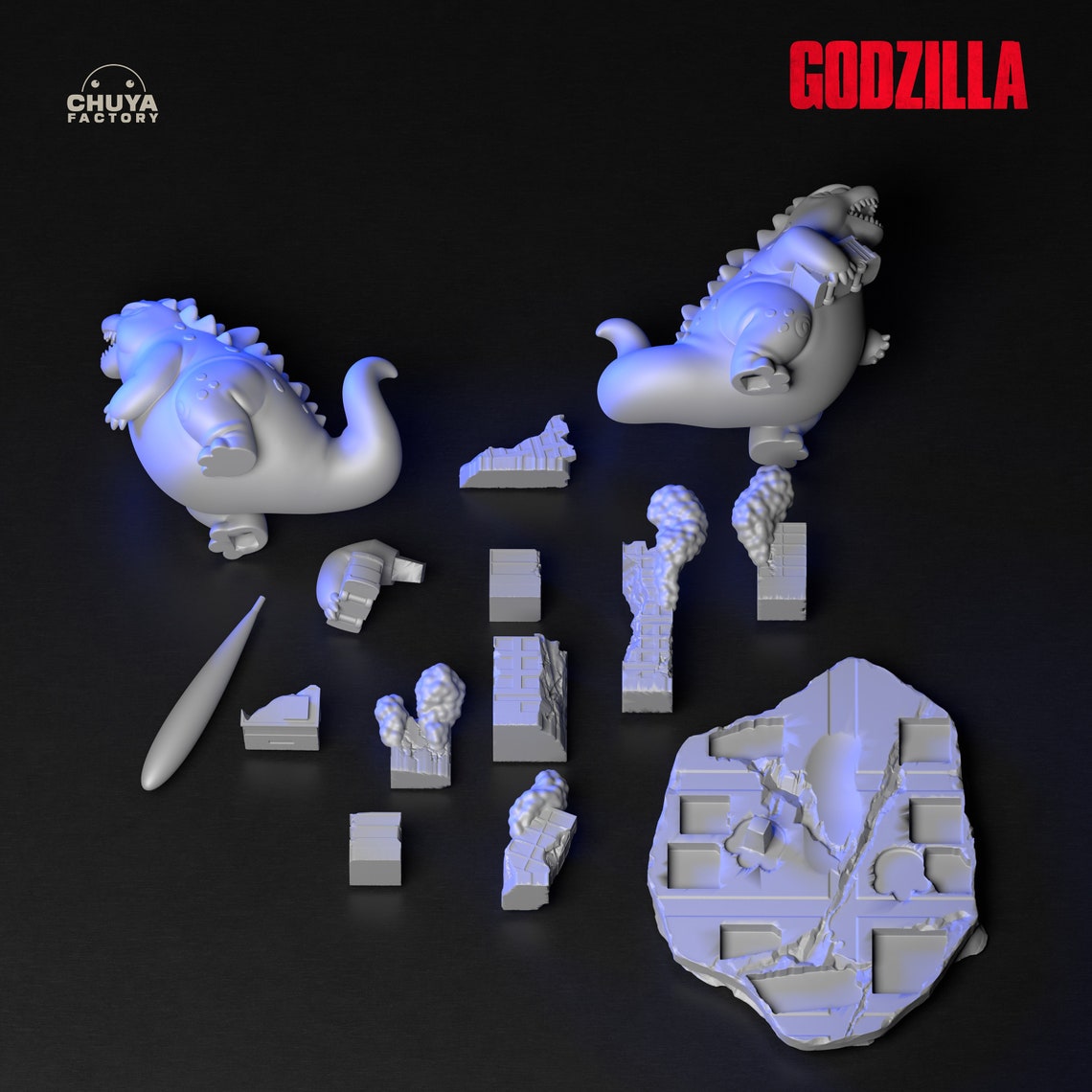 Chibi Godzilla - Tabletop Miniatures for Gaming or Painting, by Chuya ...