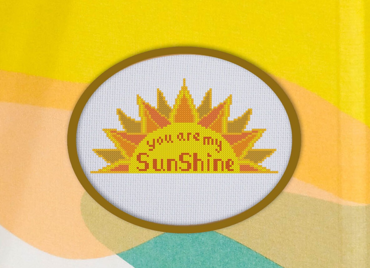 Cross Stitch Pattern Sun With Text You Are My Sunshine Yellow and ...