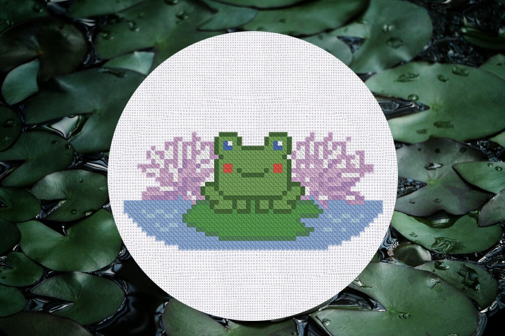 Cross Stitch Pattern Frog With Lily Instant Download PDF Counted Chart ...