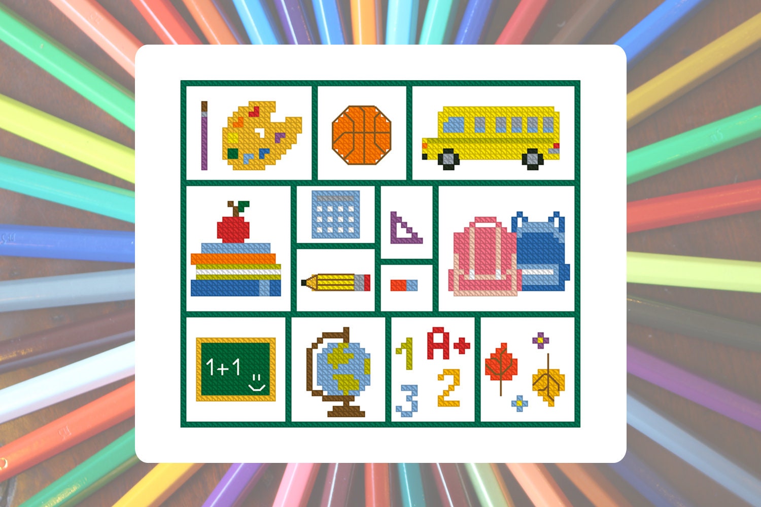 Cross Stitch Pattern Back to School Instant Download PDF Counted Chart ...