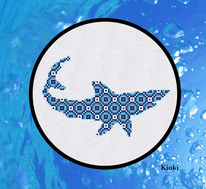Cross Stitch Pattern Ornament Shark Instant Download PDF Counted Chart ...