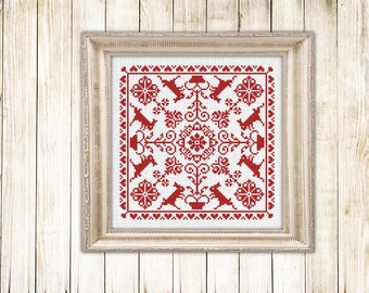 Cross Stitch Pattern Blue Flower Sampler Instant Download PDF Counted ...