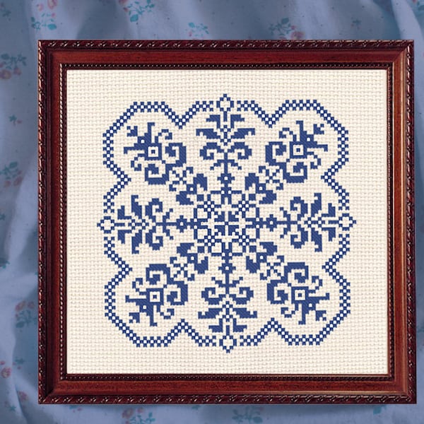 Blue Flower Sampler Cross Stitch Pattern - Etsy