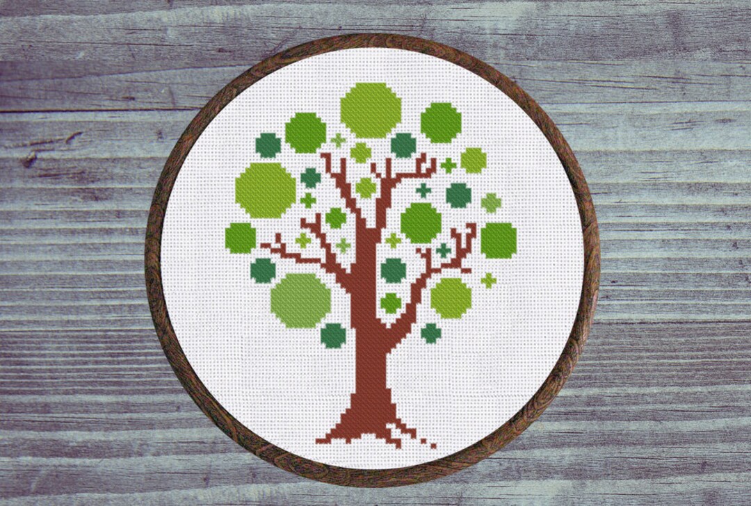 Cross Stitch Pattern Geometric Tree Instant Download PDF Counted Chart ...