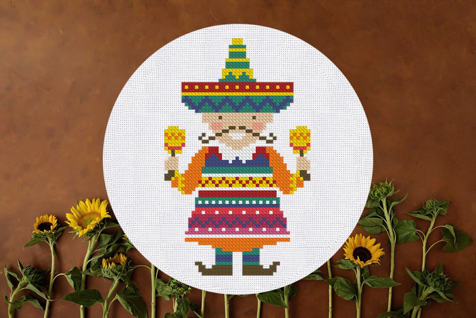 Cross Stitch Pattern Colorful Mexican With Maracas Instant Download PDF ...