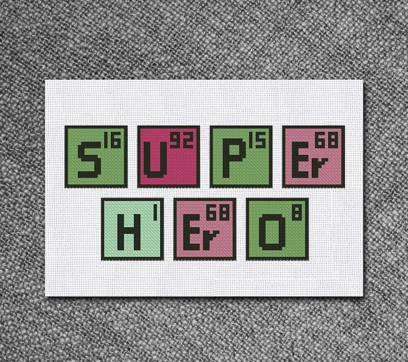 Cross Stitch Pattern Super Hero Periodic Table Instant Download PDF ...