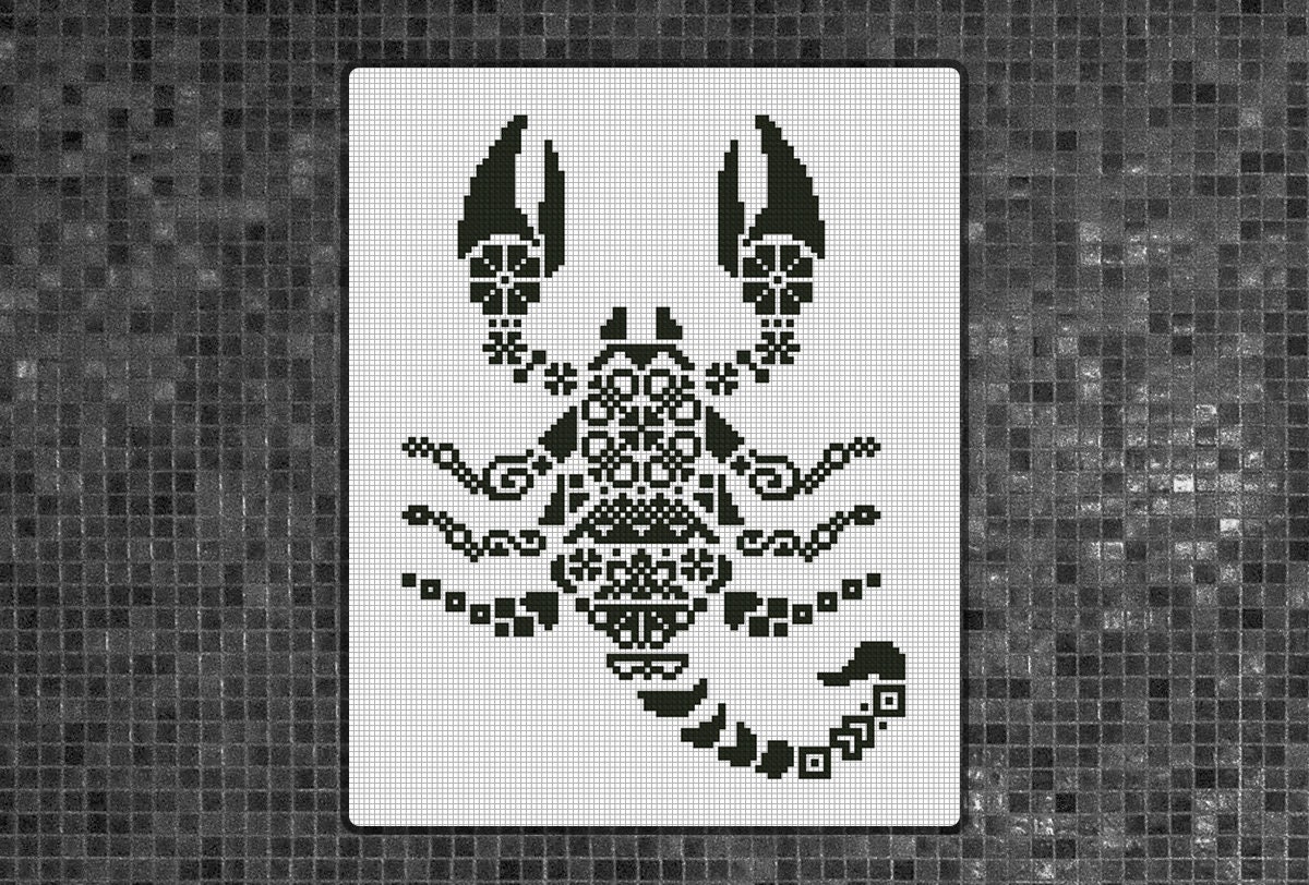 Cross Stitch Pattern Black Scorpion Zodiac Ornament Sampler Instant ...