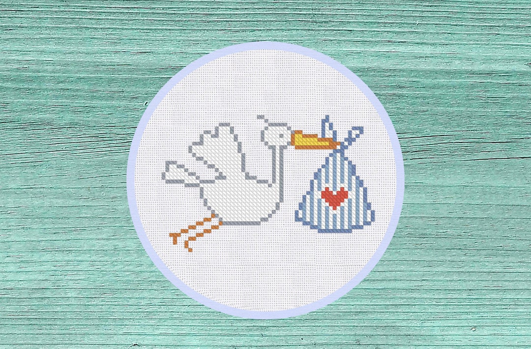 Cross Stitch Pattern Stork Bringing a Baby Instant Download PDF Counted ...