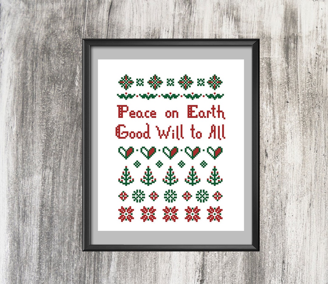 Cross Stitch Pattern Peace on Earth Instant Download PDF Counted Chart ...