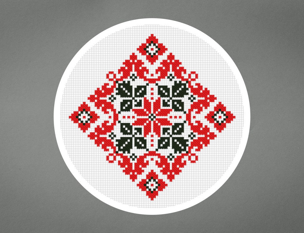 Cross Stitch Pattern Red Black Ornament Sampler Instant Download PDF ...