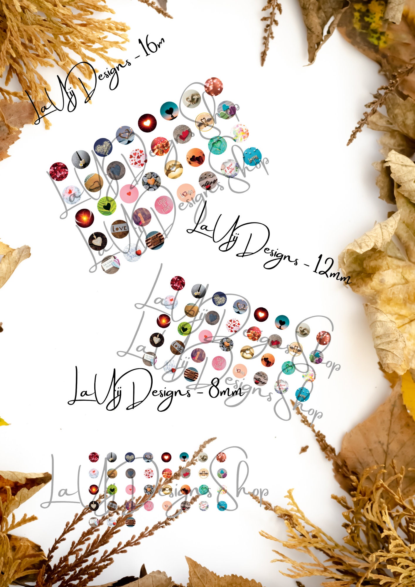 35 Motifs Cabochon Template Hearts Love 25mm 16mm 12mm - Etsy
