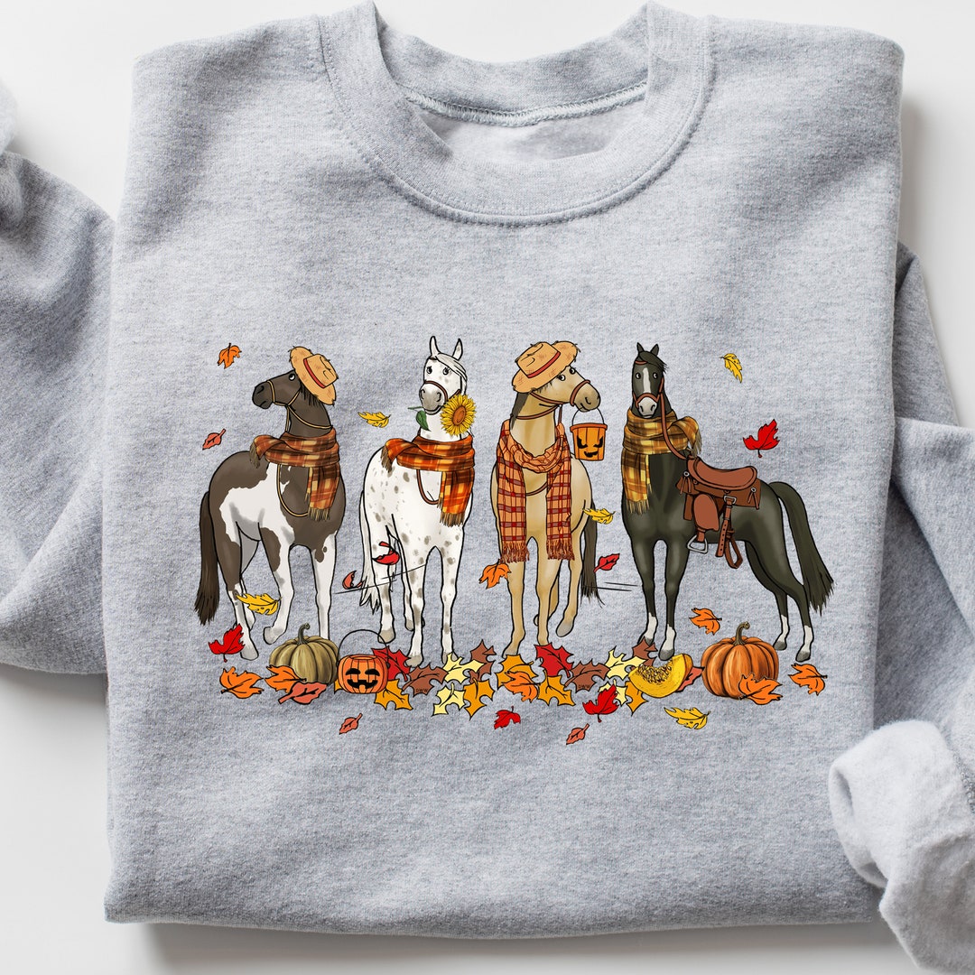 Fall Horse Crewneck Sweatshirt, Halloween Horse Shirt, Horse Lover Gift ...